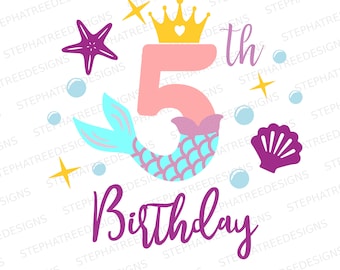 5 Mermaid Tail Birthday Number, PNG and SVG File, Digital Download ...