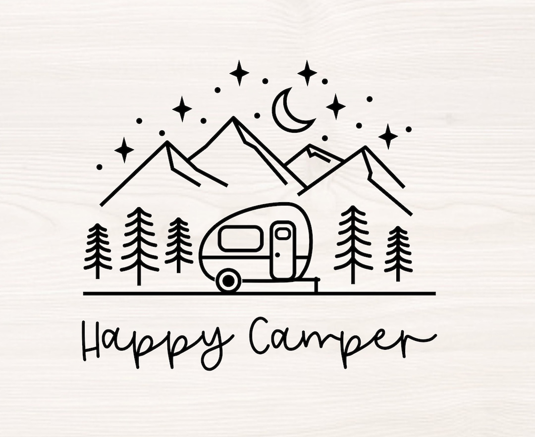 Happy Camper SVG PNG Files for Cutting Machines, Digital Clipart ...