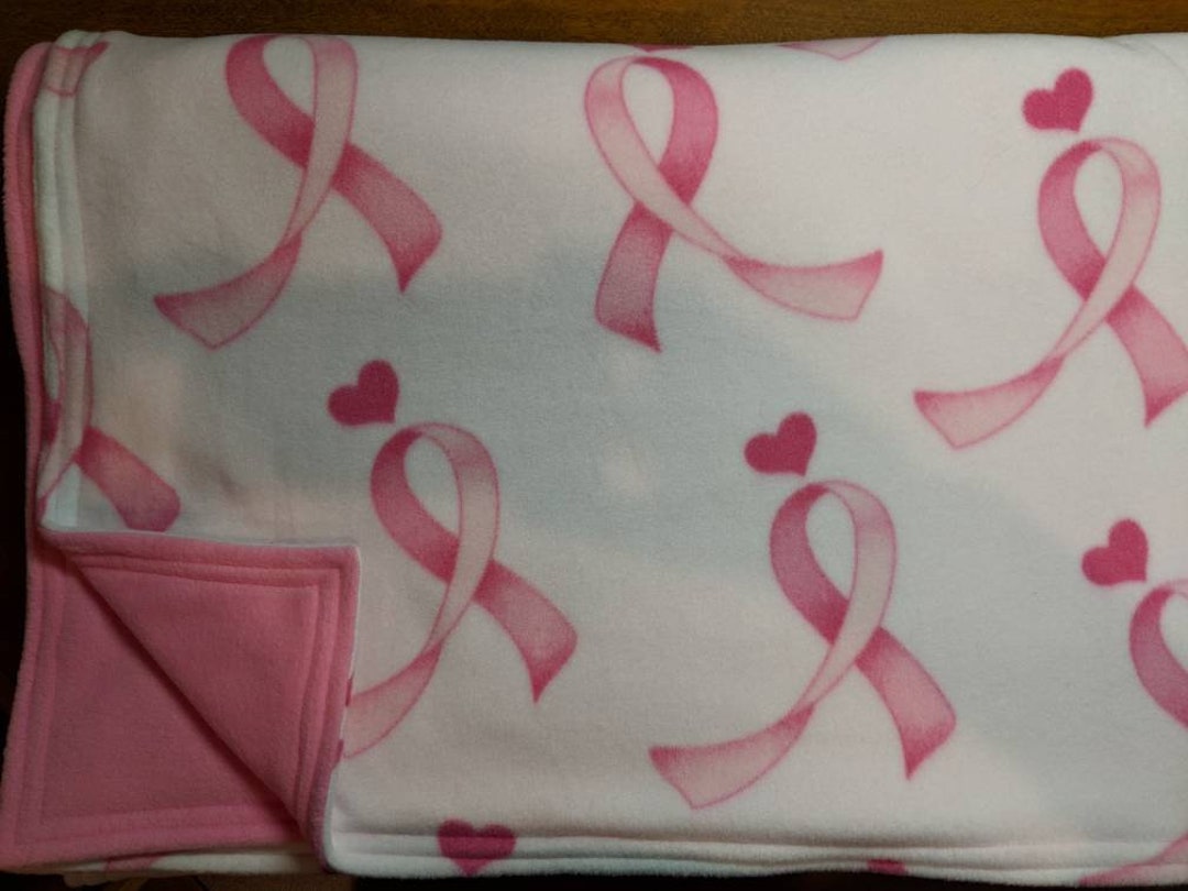 Pink Ribbon Fleece Blanket, Breast Cancer Fleece Throw, Reversible ...