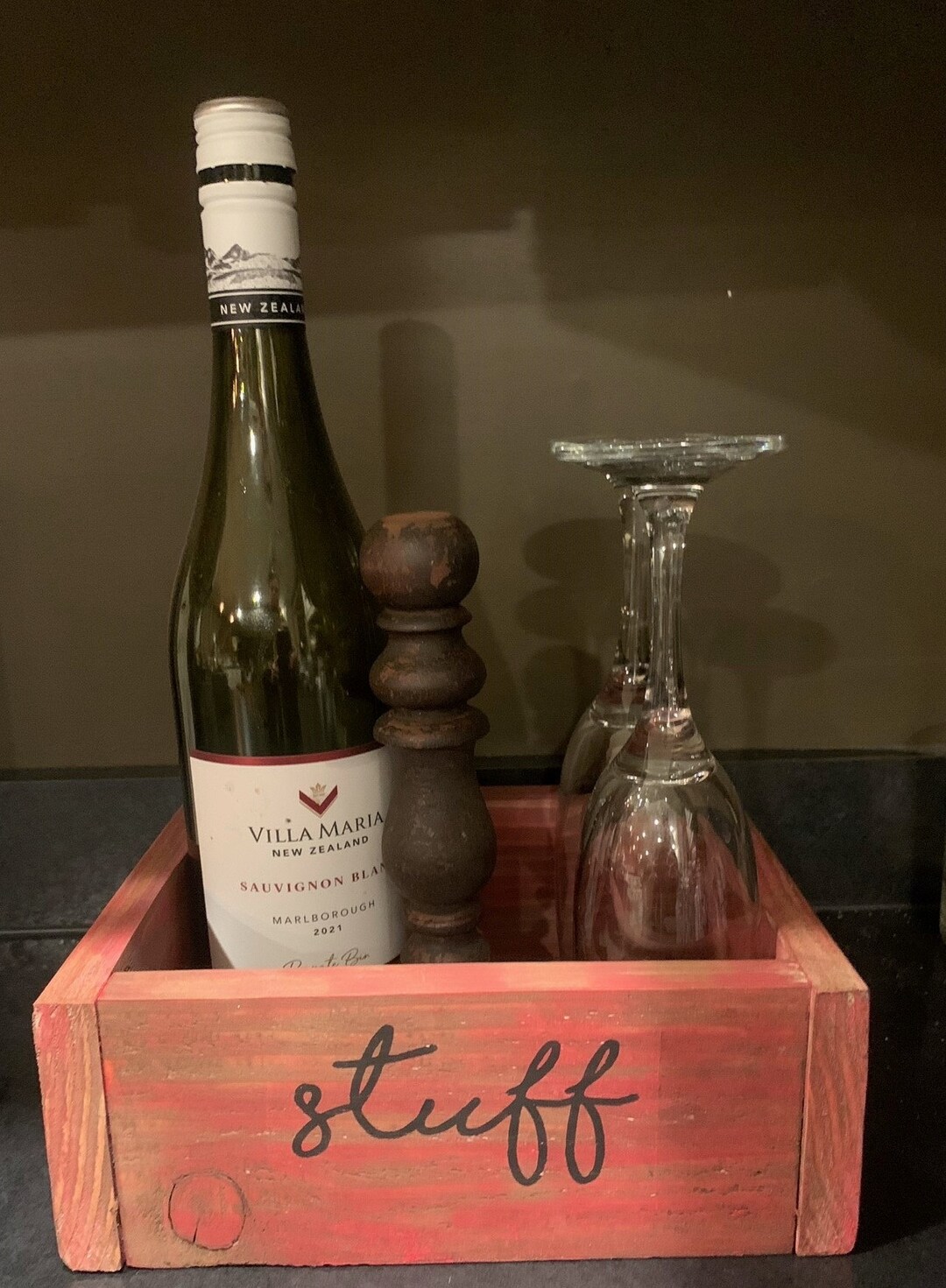 Reclaimed Rustic Wood Caddy With Vintage Spindle Handle - Etsy