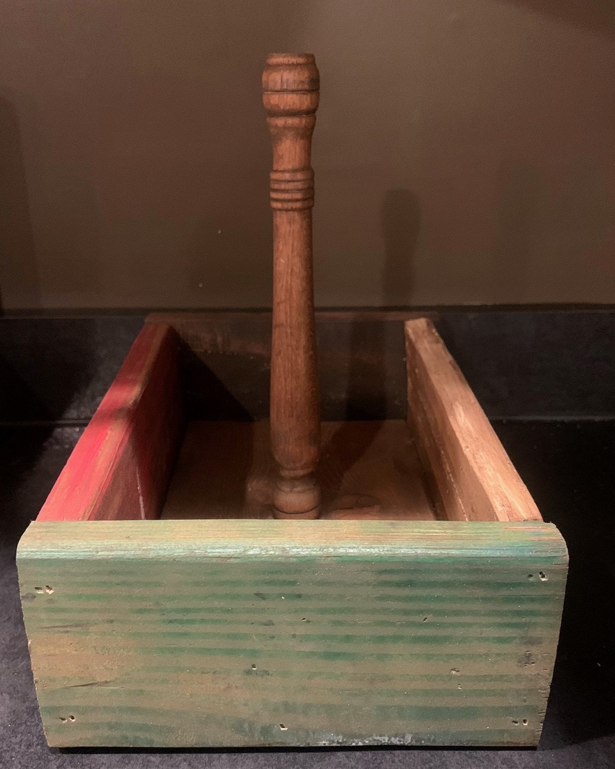 Reclaimed Rustic Wood Caddy / Catch All Multi Color With Spindle Handle ...