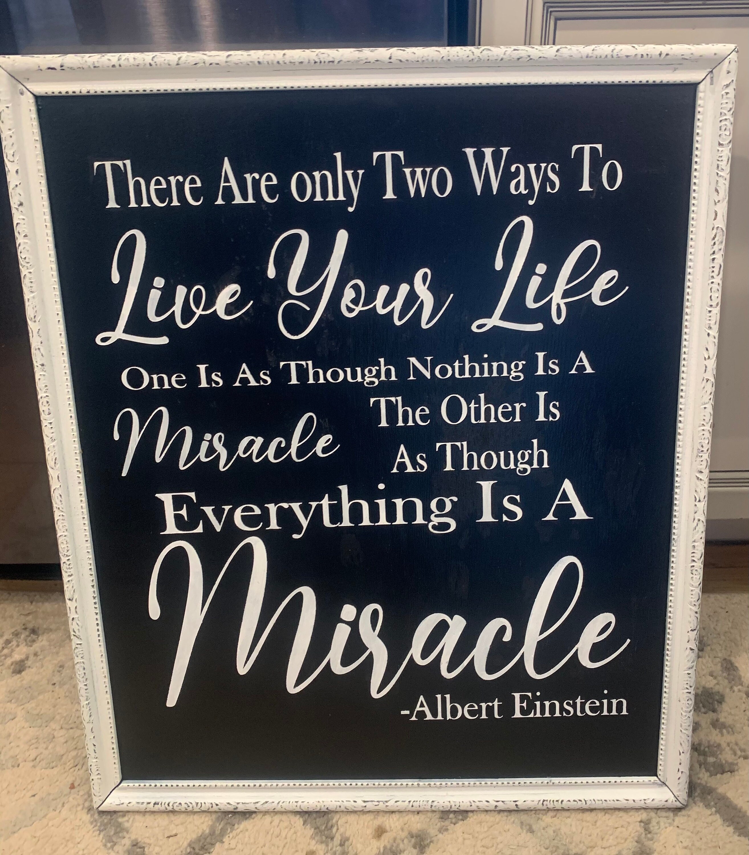 Large Albert Einstein “miracle” Quote Sign in an Antique Frame Hand ...