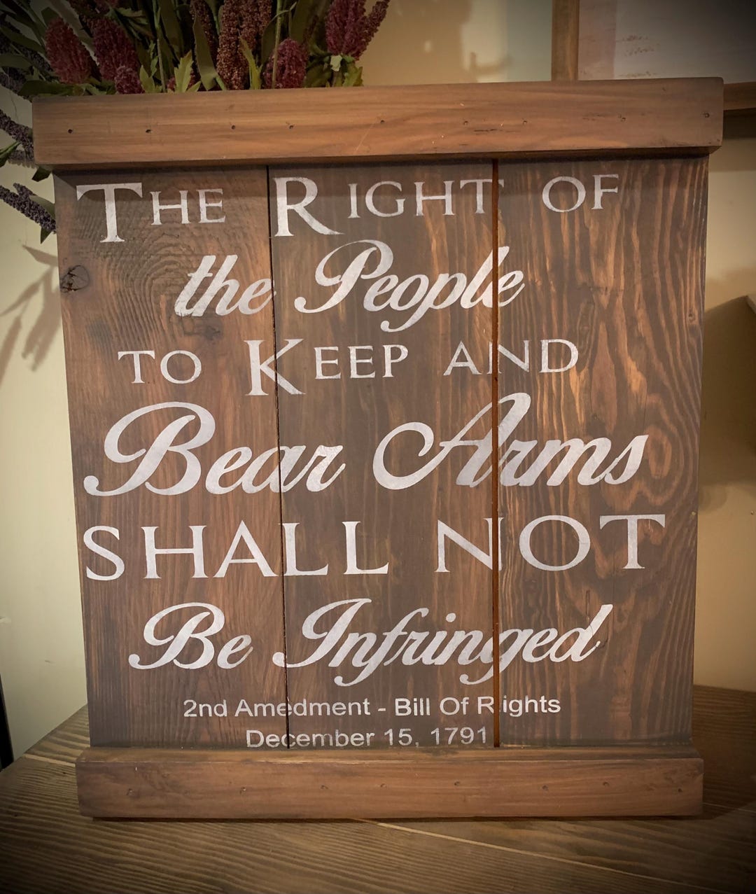 Rustic Second Amendment Hand Painted Sign Constitution Right to Bear ...