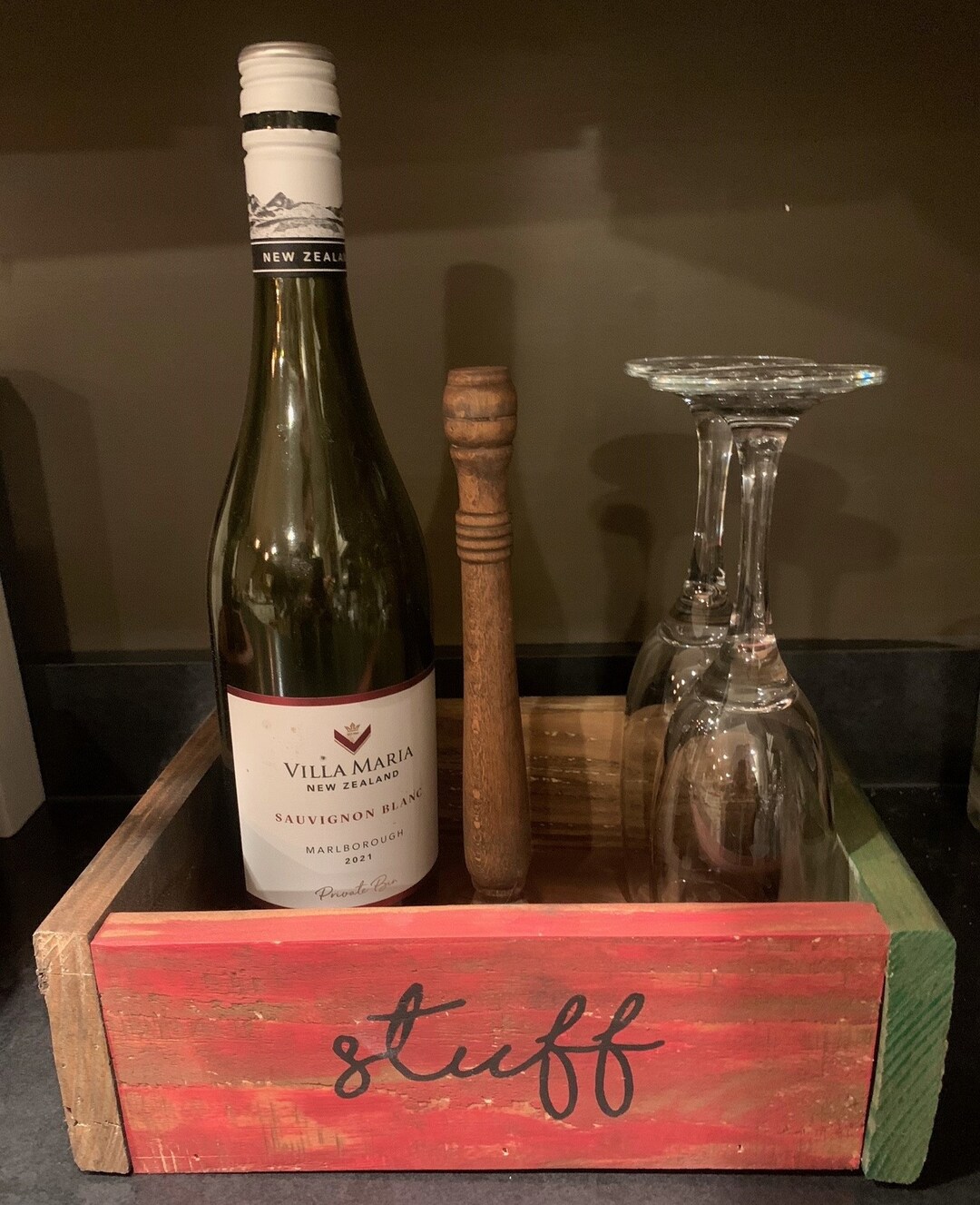 Reclaimed Rustic Wood Caddy / Catch All Multi Color With Spindle Handle ...