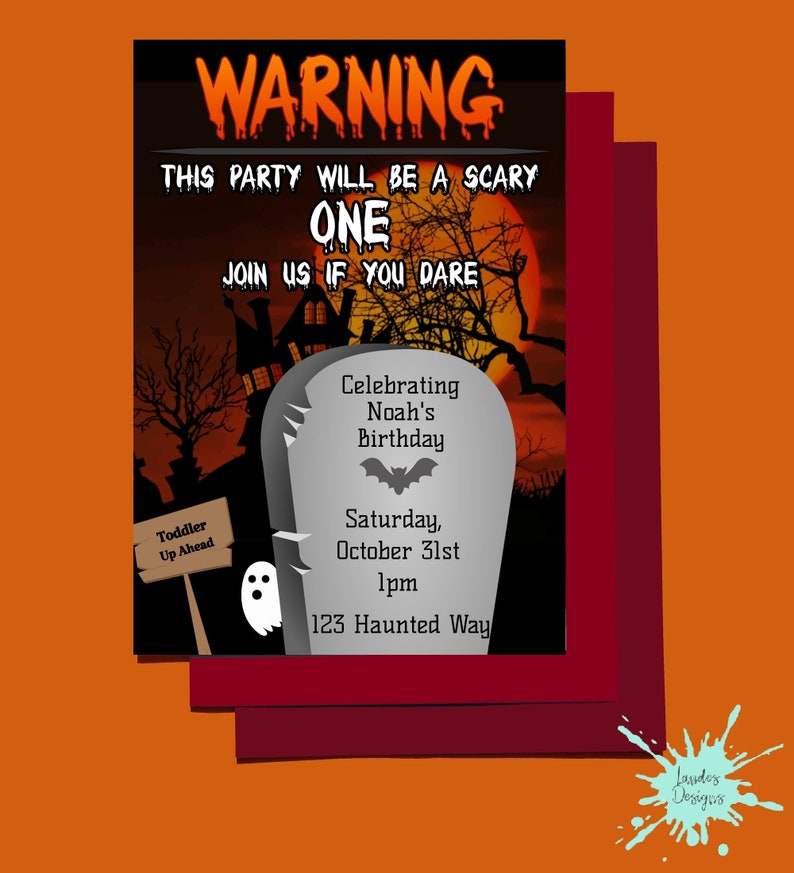 Scary One Birthday Invitation, First Birthday Invite, Halloween ...