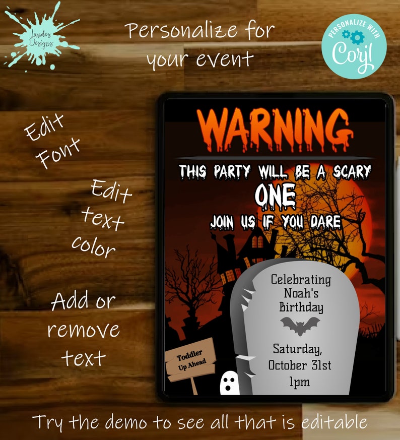 Scary One Birthday Invitation, First Birthday Invite, Halloween ...