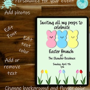 Peeps Invitation, Peeps Party, Easter Invitation, Easter Brunch, Spring ...