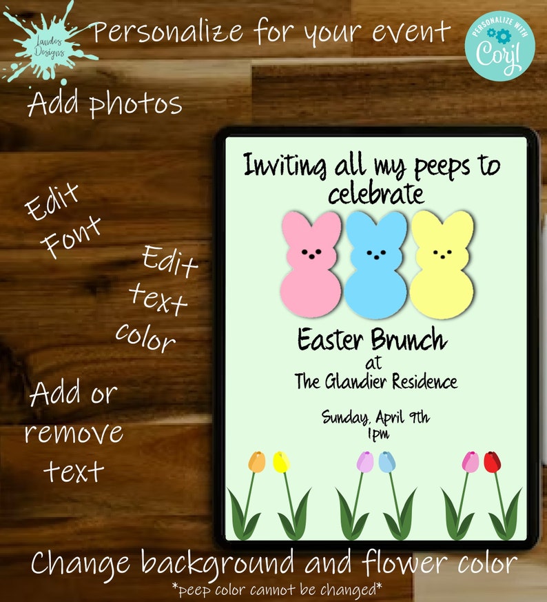 Peeps Invitation, Peeps Party, Easter Invitation, Easter Brunch, Spring ...