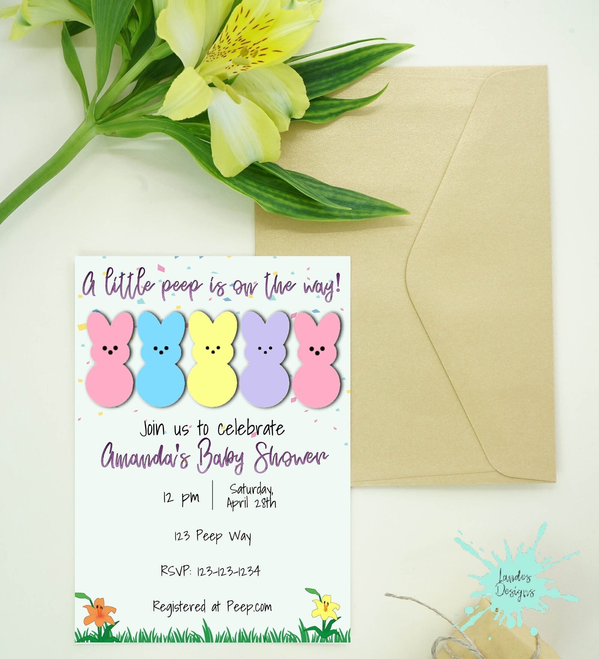 Little Peep is on the Way Invitation, Peep Baby Shower Invitation ...