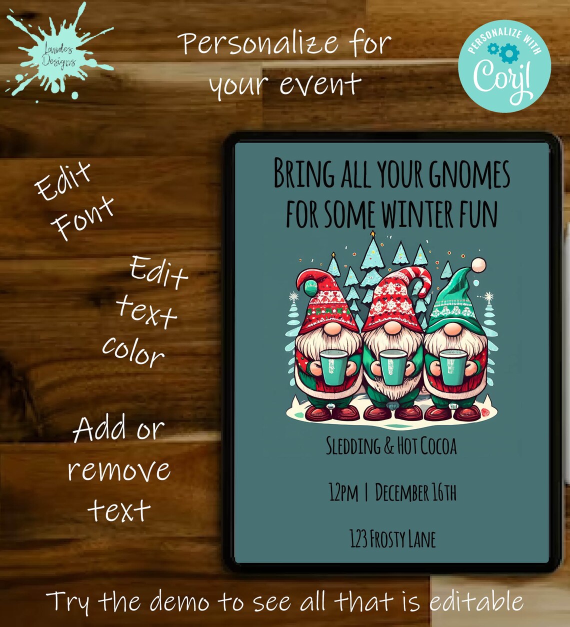 Winter Gnome Invitation Sledding Party Hot Cocoa Party - Etsy