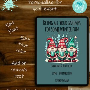Winter Gnome Invitation Sledding Party Hot Cocoa Party - Etsy