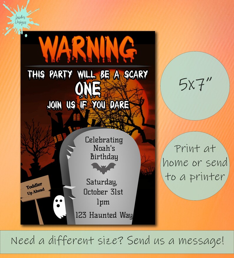 Scary One Birthday Invitation, First Birthday Invite, Halloween ...