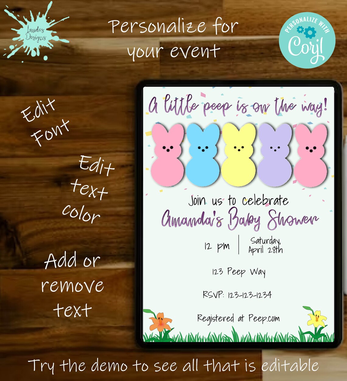 Little Peep is on the Way Invitation, Peep Baby Shower Invitation ...
