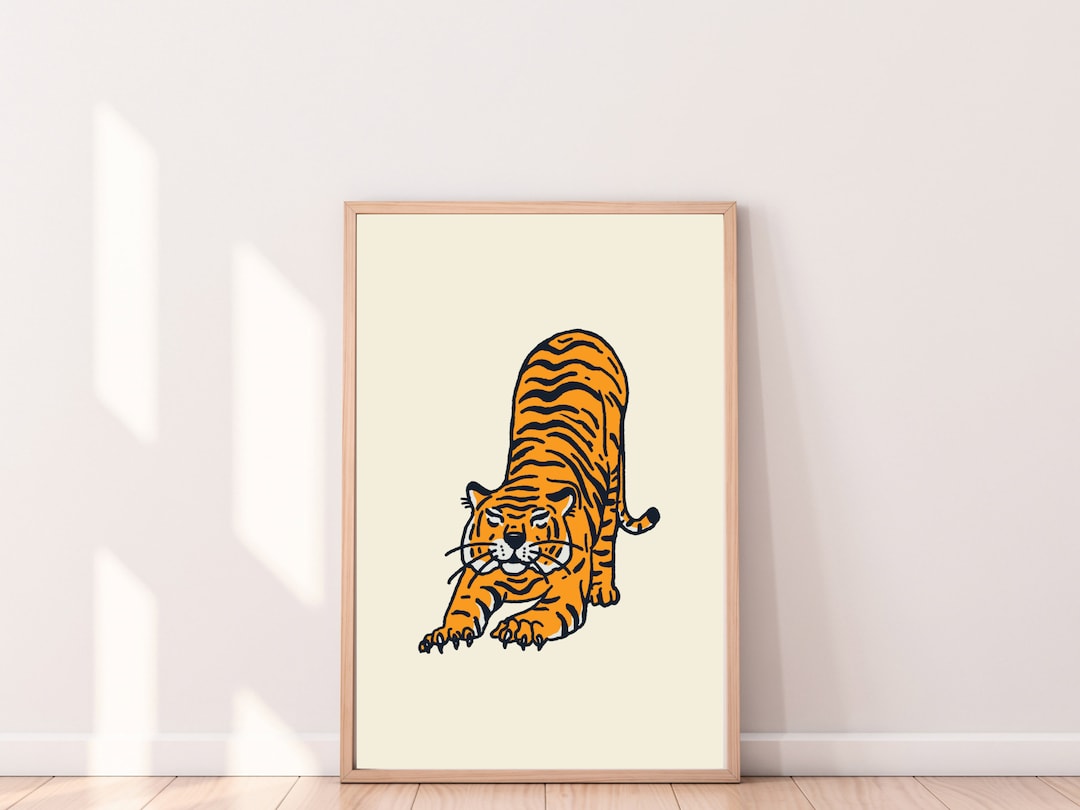 Retro Tiger Poster Instant Digital Download - Tiger Wall Art - Retro ...
