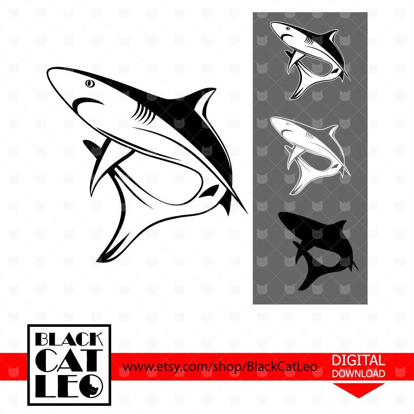 Shark Cut File SVG Shark DXF Shark Vector T Shirt Design | Etsy