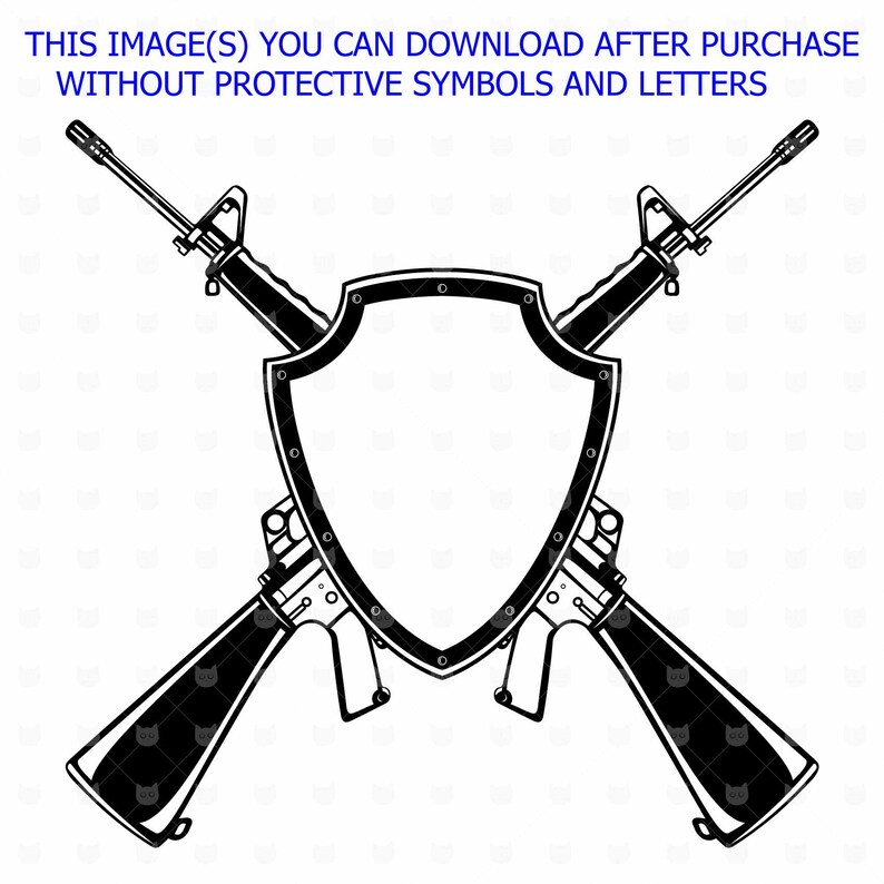 Crossed Rifles svg Shield svg Crossed gun machins grunge | Etsy