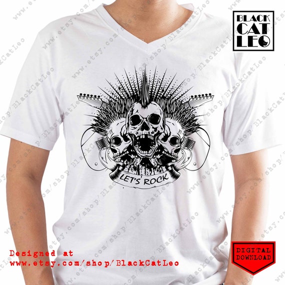 Punk Rock Music Vector Clip Art Eps Punk Skull Svg Grunge | Etsy