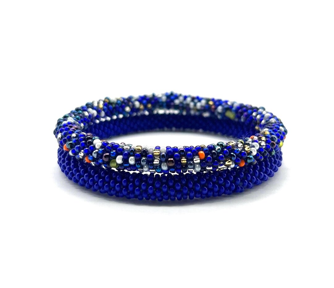 Nepali Hand Beaded Bracelet Set of Two Glass Bead Bracelets. Handmade ...