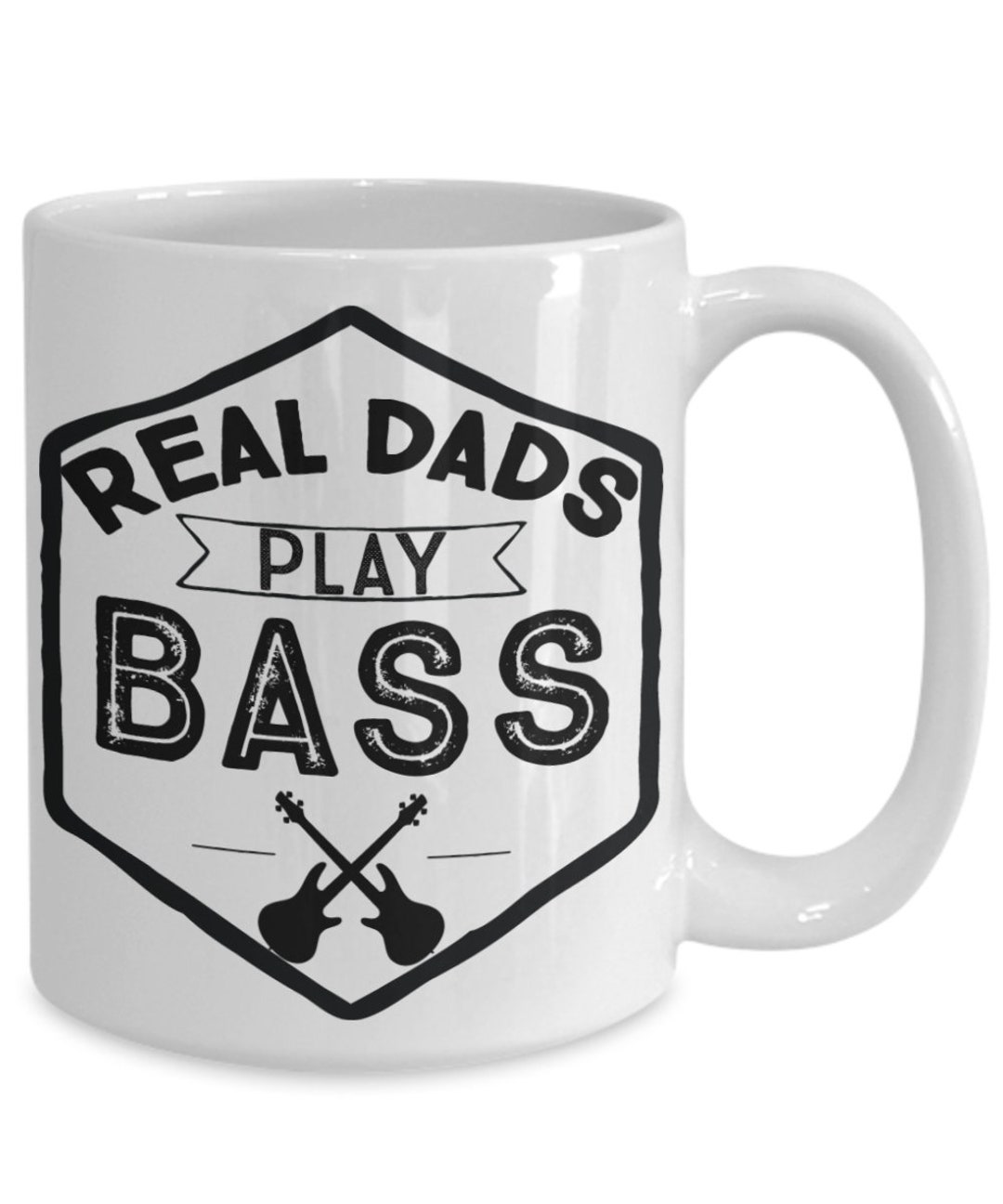 Bass Dad Mug Cool Gift Idea for Bassist Fathers White Ceramic Coffee ...
