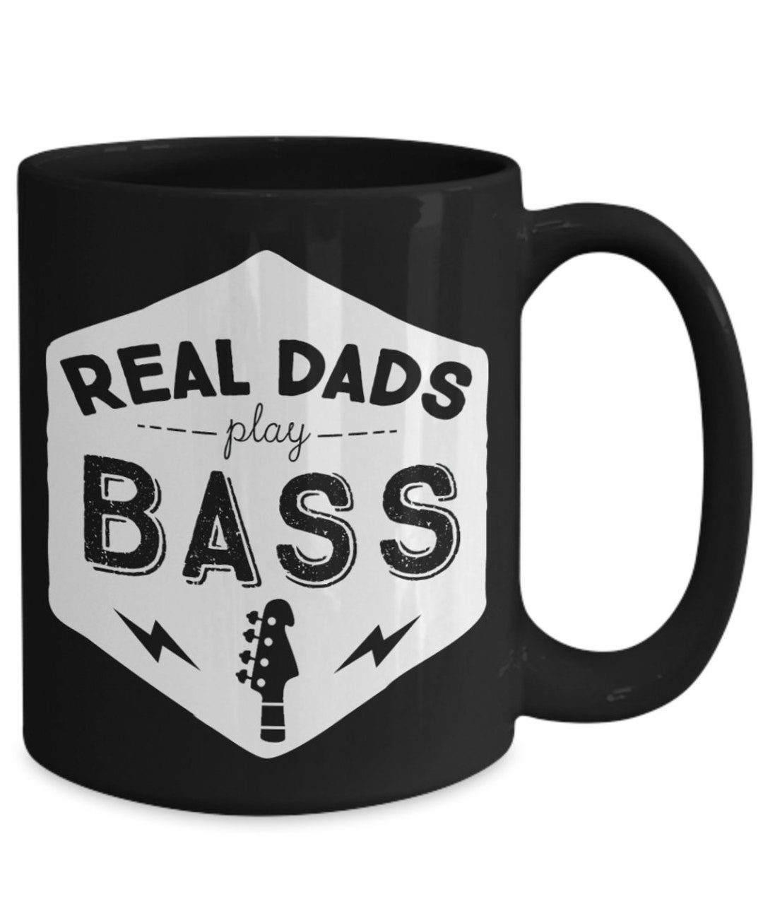 Bass Dad Mug: Black Ceramic Coffee Cup for Bassist Fathers - Etsy