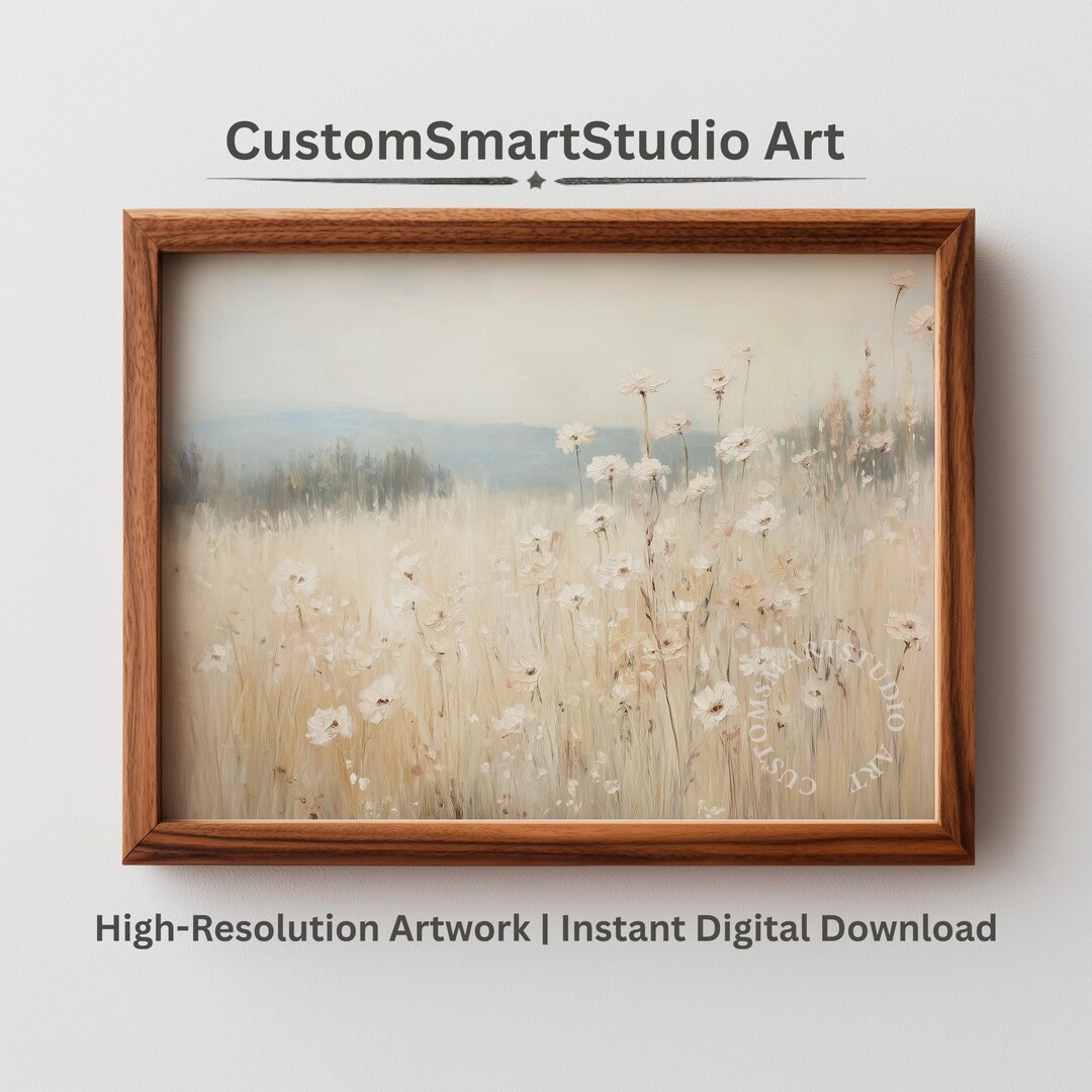 Soft Wildflower Meadow Printable - Serene Landscape Art, Calming Meadow ...