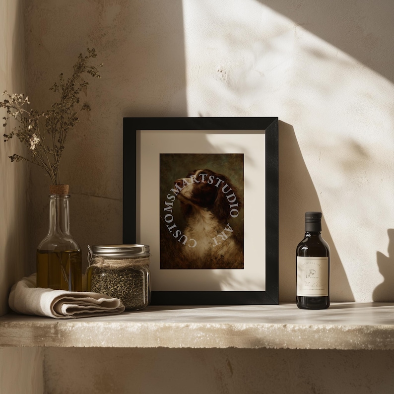 Springer Spaniel Dog Portrait, Vintage Style Rustic Artwork (digital ...