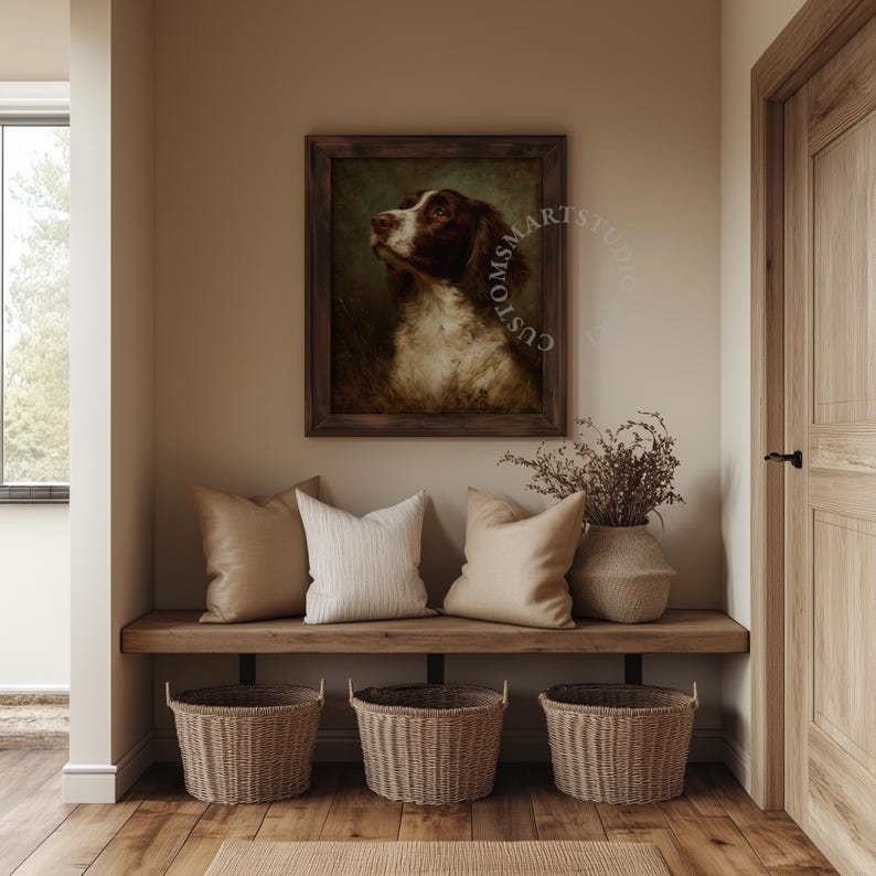 Springer Spaniel Dog Portrait, Vintage Style Rustic Artwork (digital ...