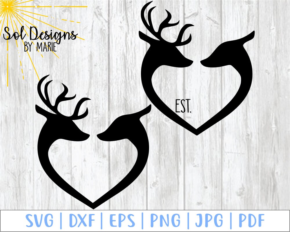 Deer Heart Svg Wedding Country Svg Engagement Svg | Etsy
