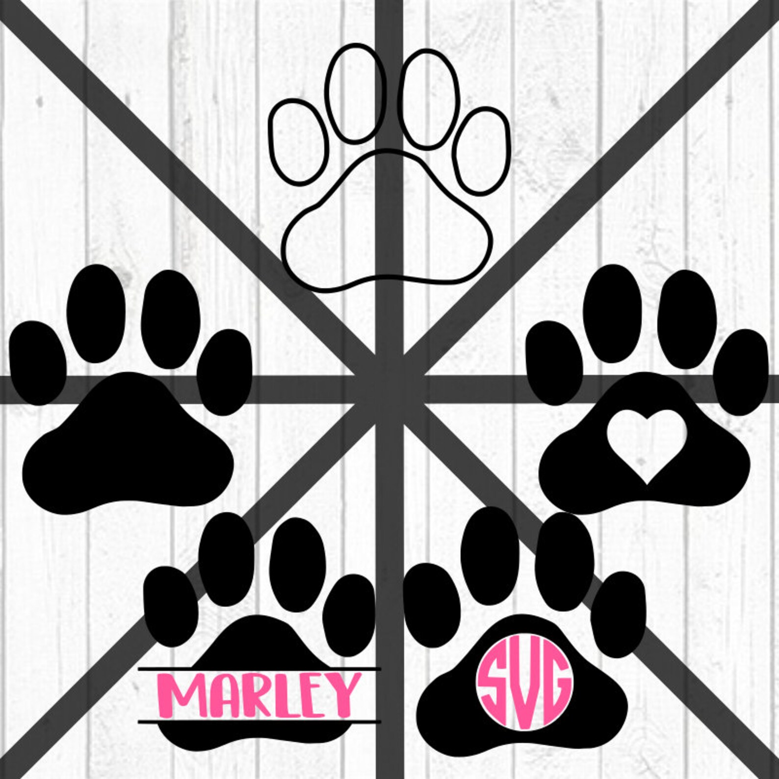 Dog Cut Files Dog Paw Monogram Dog House Monogram Puppy - Etsy