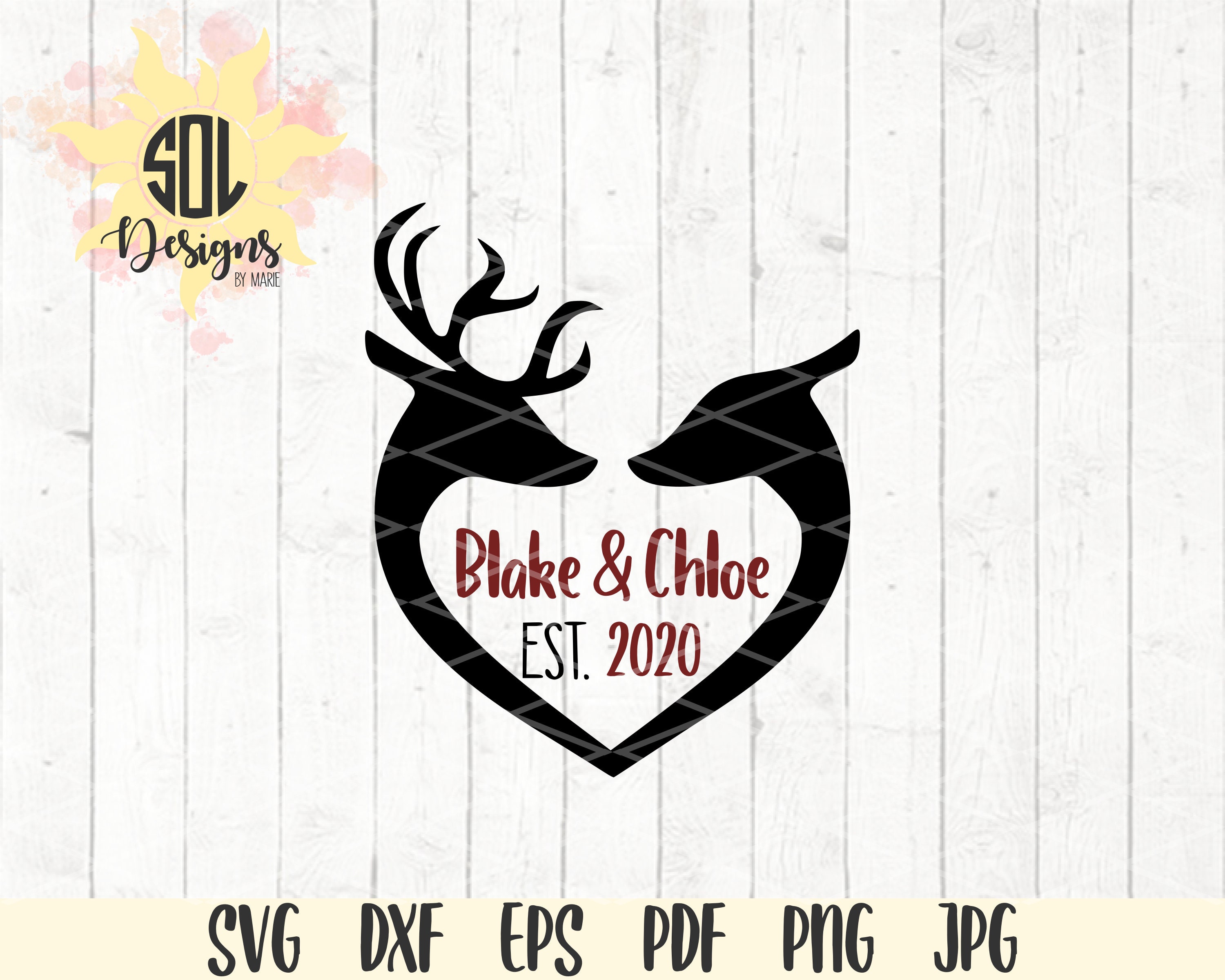 Deer Heart Svg Wedding Country Svg Engagement Svg - Etsy