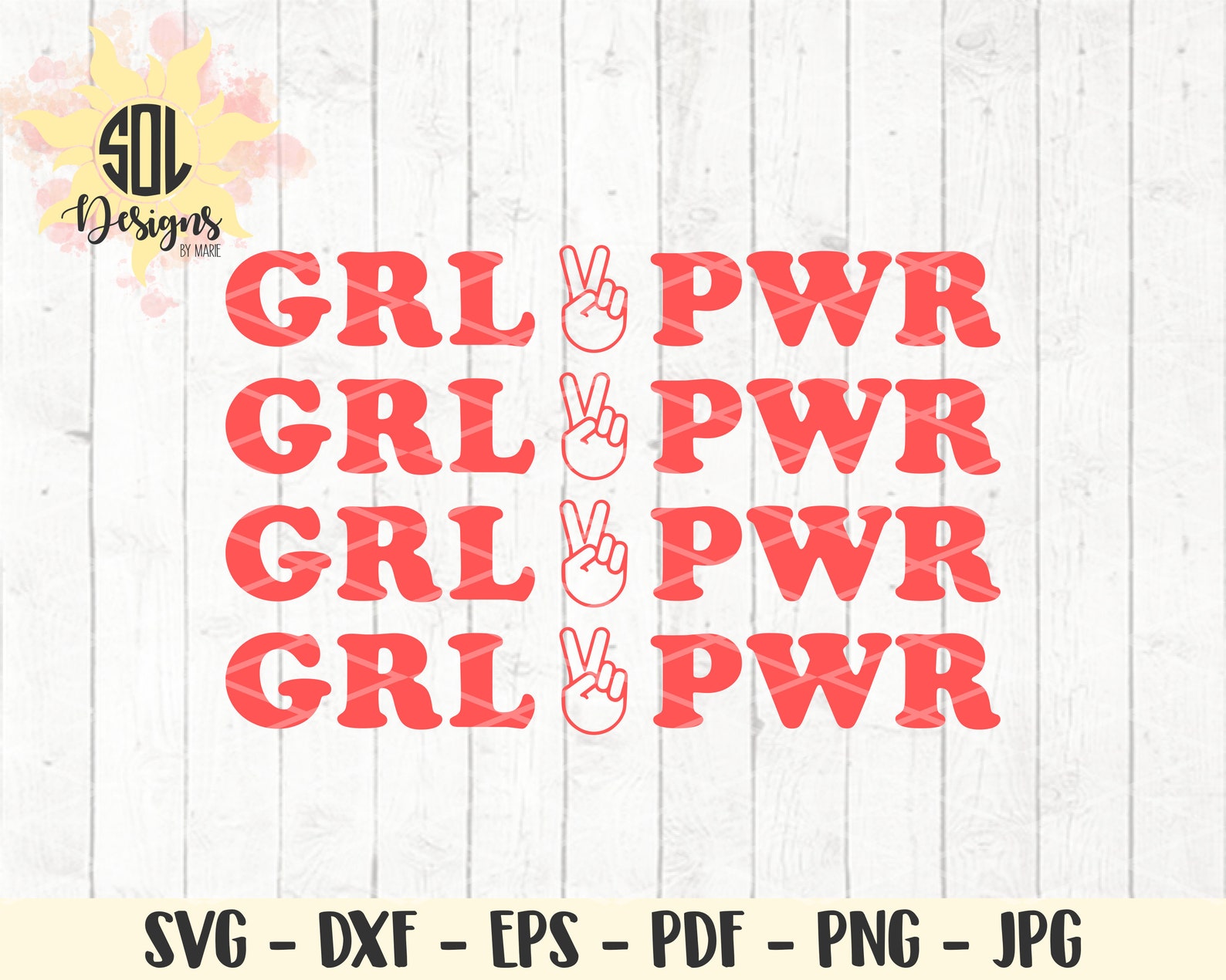 Girl Power With Peace Sign Svg Dxf Eps Png Jpg Pdf Graphic - Etsy