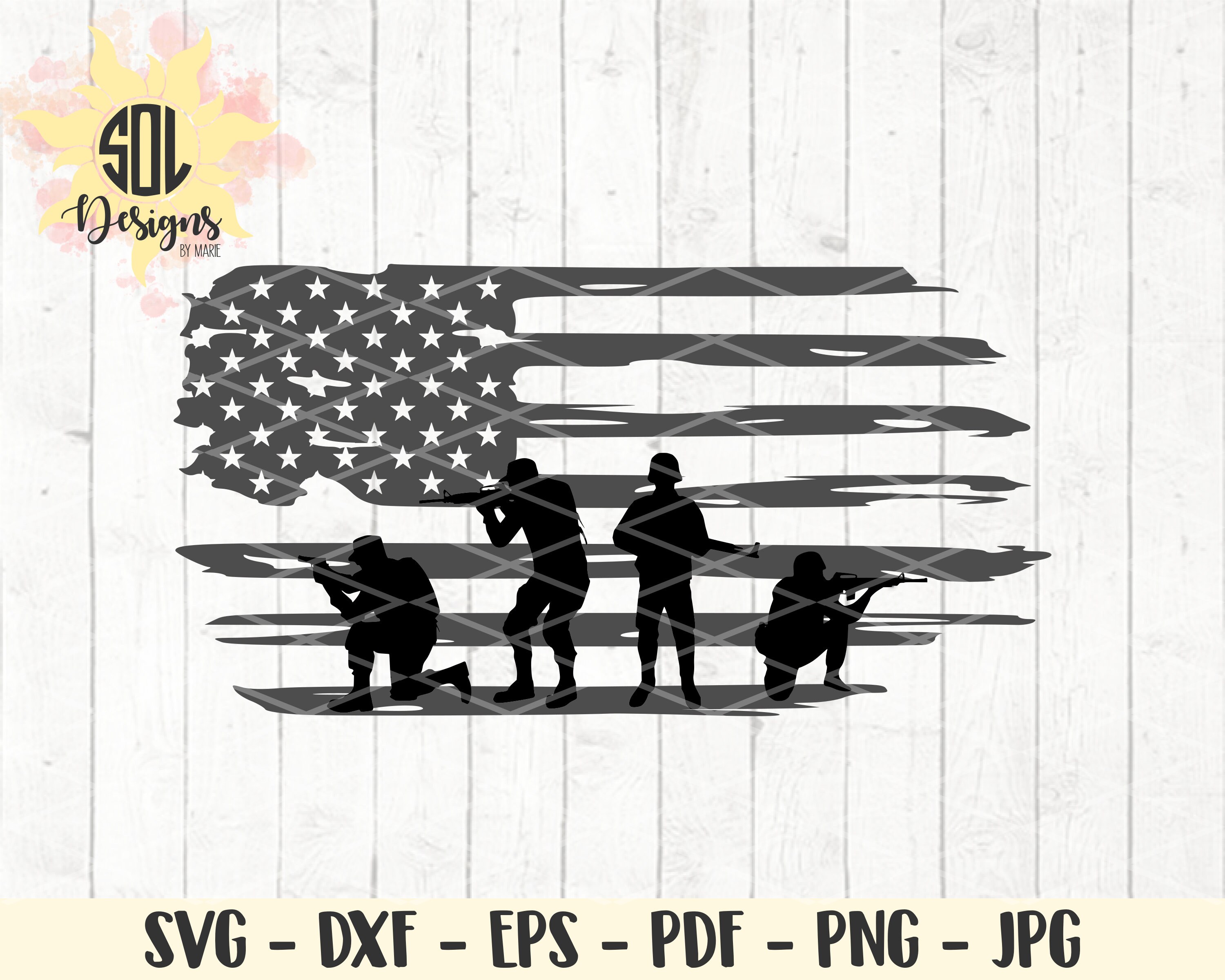 Distressed American Flag and Soldiers Svg America the - Etsy