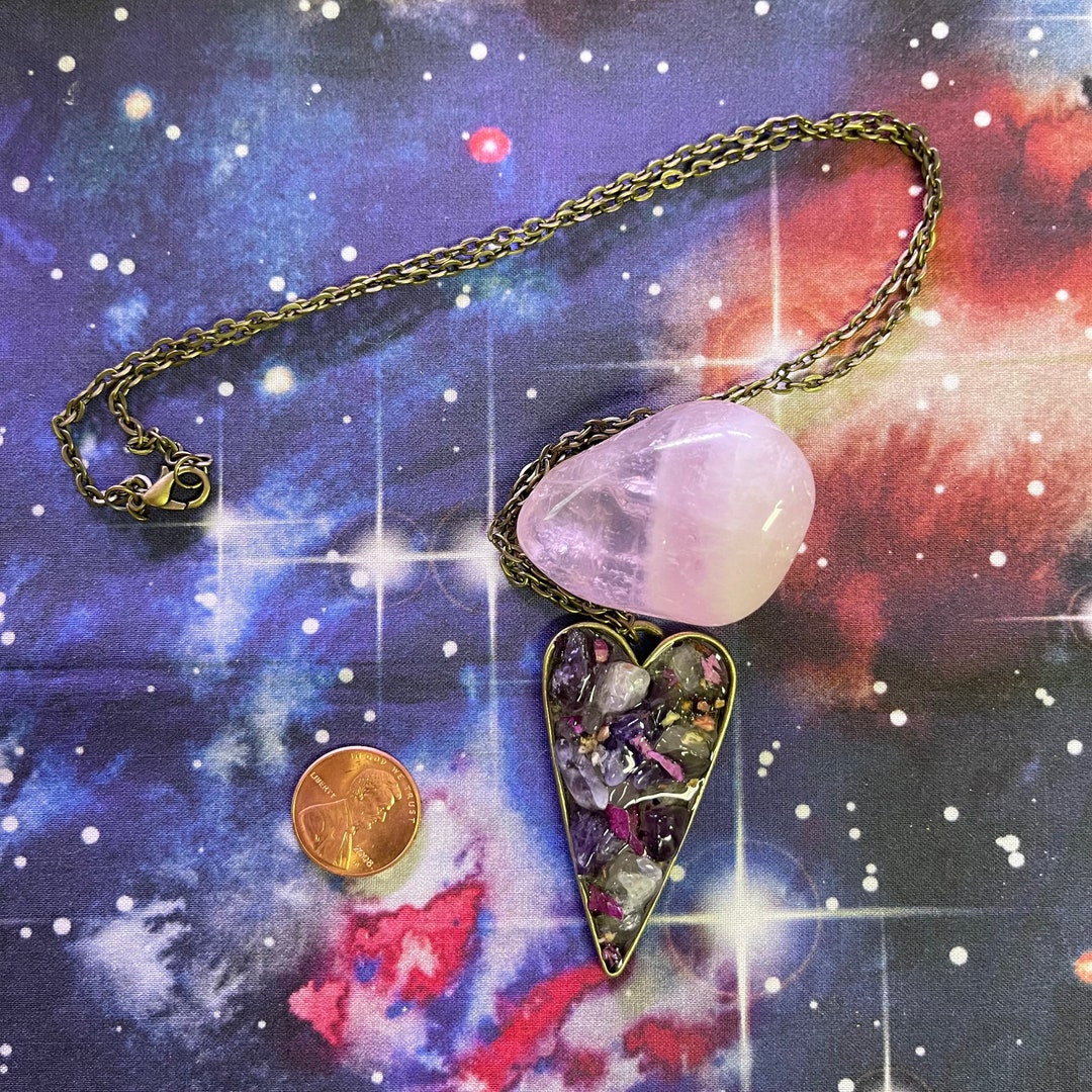 Large Heart Love Amulet - Romance, Crystals, Gems, Love, Rose Quarts ...