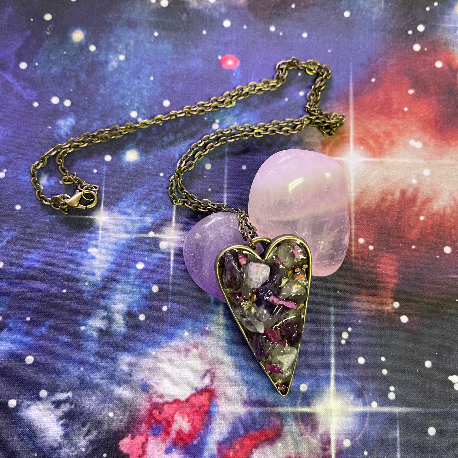 Large Heart Love Amulet Romance Crystals Gems Love Rose | Etsy