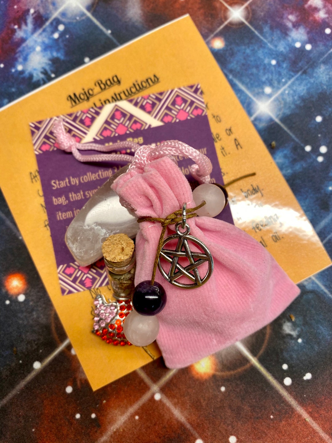 Love and Romance Mojo Bag- Herbs, Crystals, Gems, Witchcraft, Rose ...
