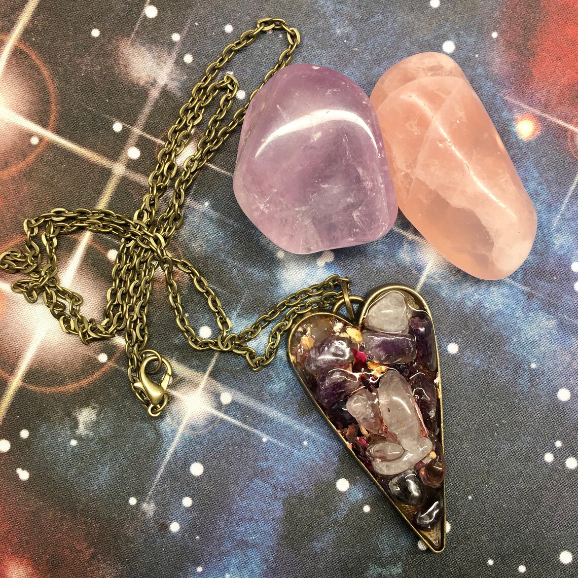 Large Heart Love Amulet Romance Crystals Gems Love Rose - Etsy