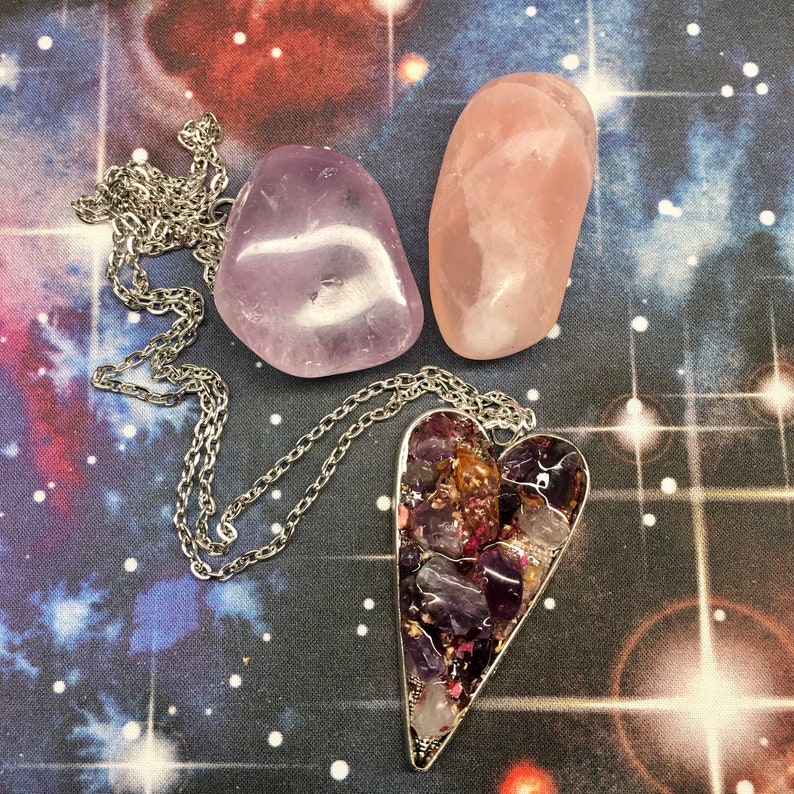 Large Heart Love Amulet Romance Crystals Gems Love Rose - Etsy