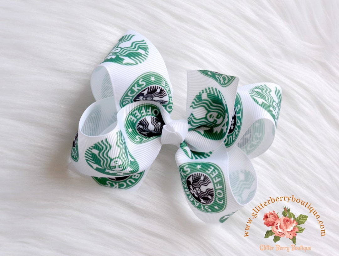 Inspired 3-8" Starbucks Hair Bow, Starbucks Bow, 4inches Hairbow, Star ...