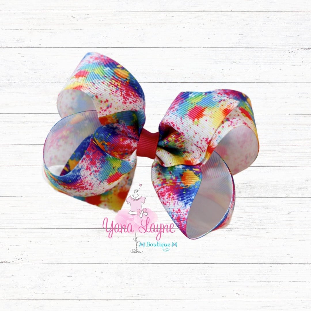 Splat Hairbow, Paint Hair Bow, Color Hair Bow, Solid Hair Bow, Rainbow ...
