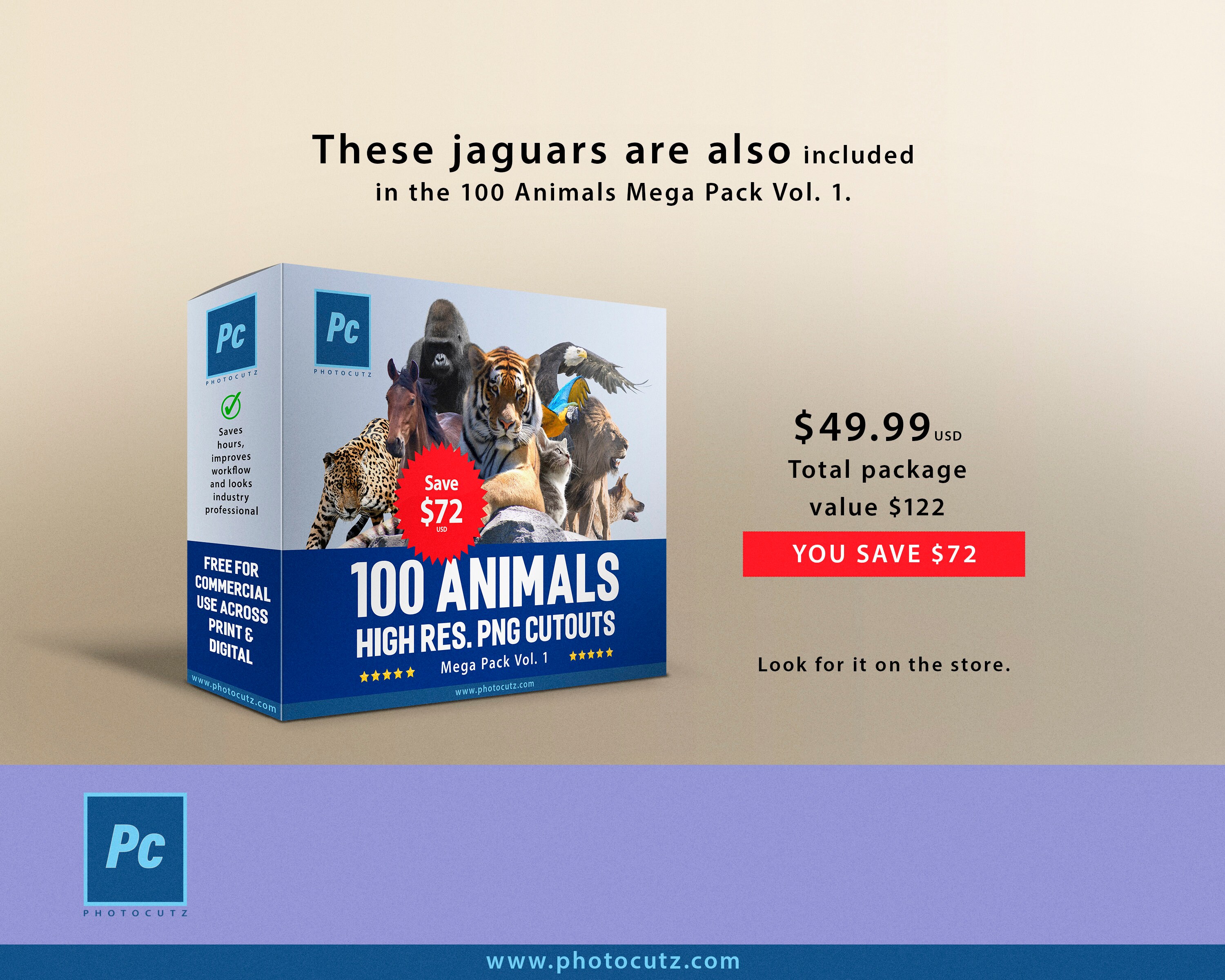 Jaguars High Res. Photoshop PNG Cutouts Overlays, Mini Pack Volume 1 ...