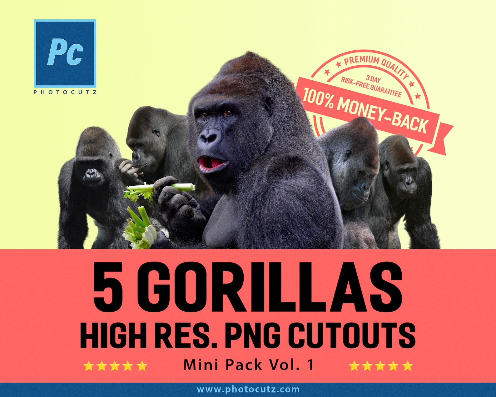 Gorillas, Apes, High Res. Photoshop PNG Cutouts Overlays, Mini Pack ...