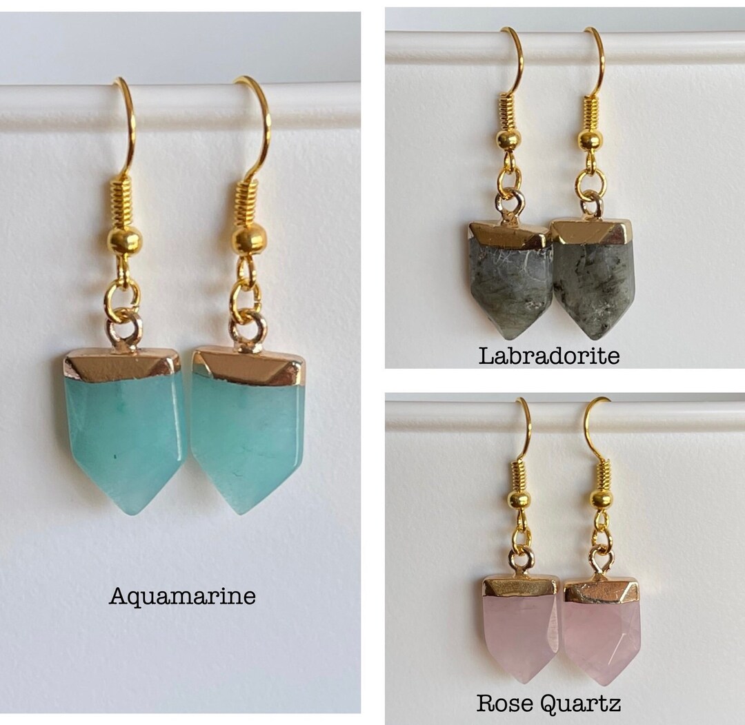 1pc. Natural Crystal Earrings Dainty Stone Earrings Chakra Healing ...