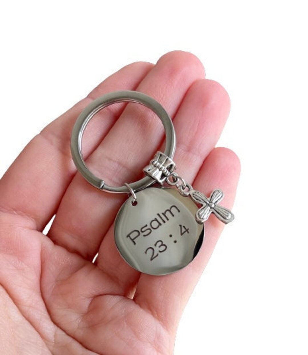 Personalized Keychain Psalm Keychain Cross Keychain Name - Etsy