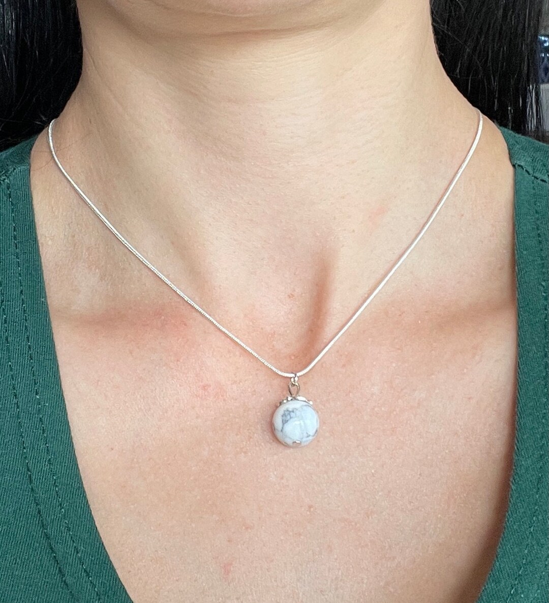 White Howlite Necklace Silver Howlite Necklace Chakra - Etsy