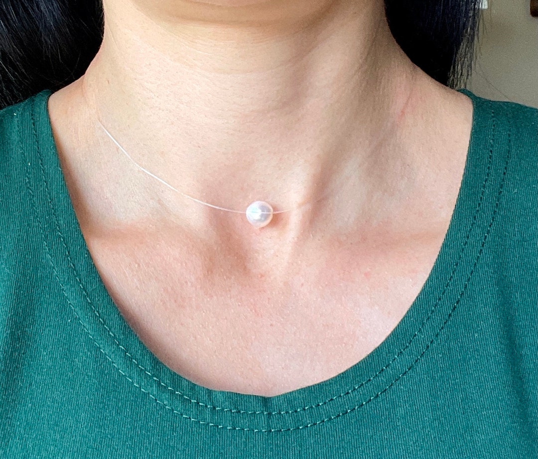 Pearl Necklace - Invisible Necklace - Illusion Necklace - Floating ...