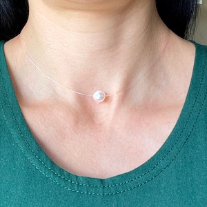 Pearl Necklace - Invisible Necklace - Illusion Necklace - Floating ...