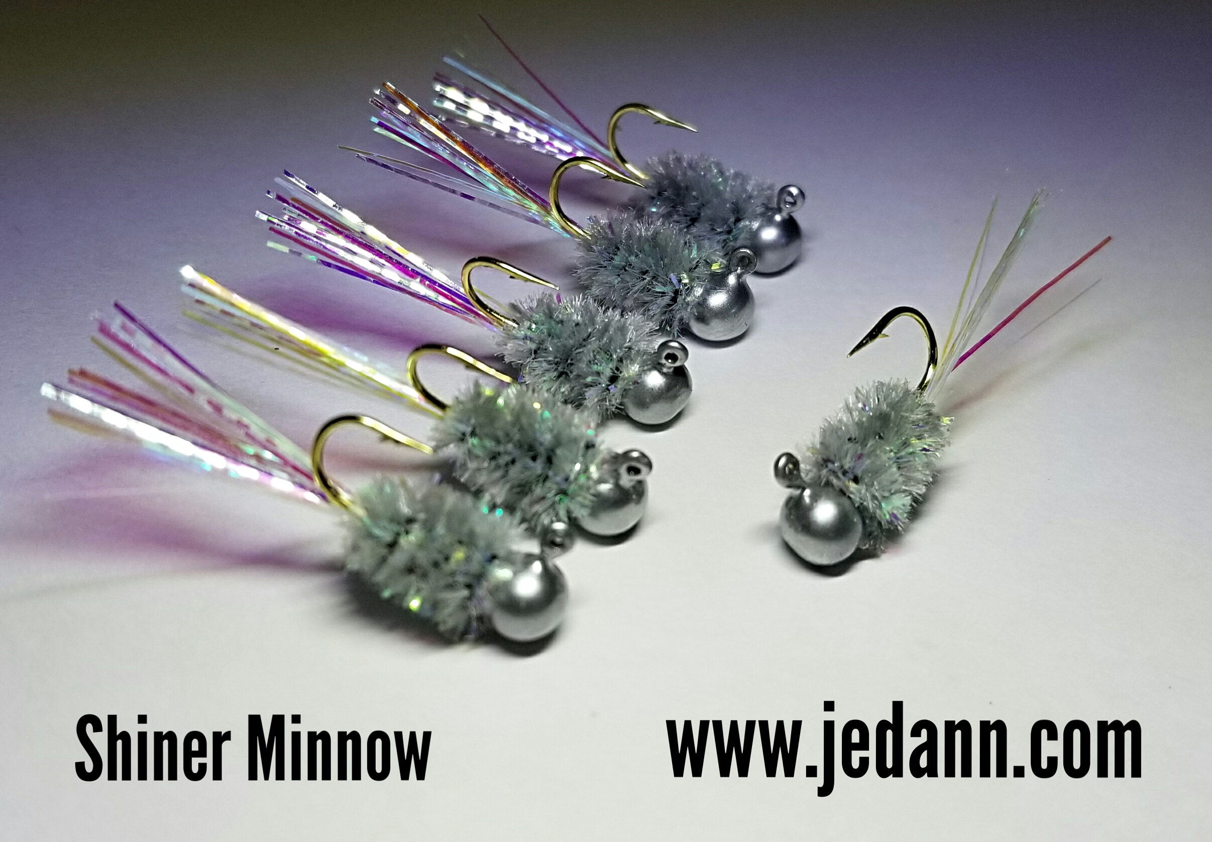 3-Pack Silver Shiner Hair Jig Crappie Bass Bluegill Ice Fishing Sports ...