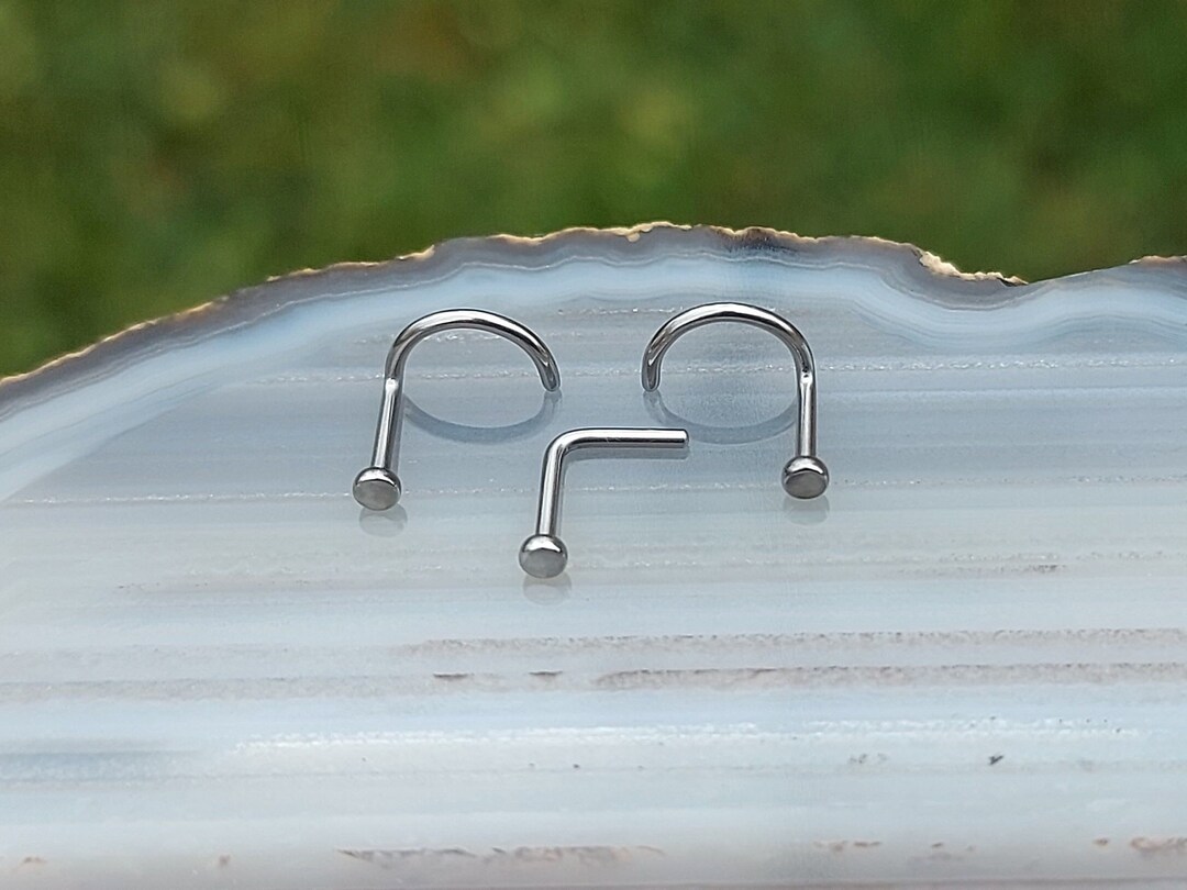 Titanium Nose Ring Stud - Implant Grade - 2mm Disk - 20/18 Gauge - Titanium Nose Piercings ...