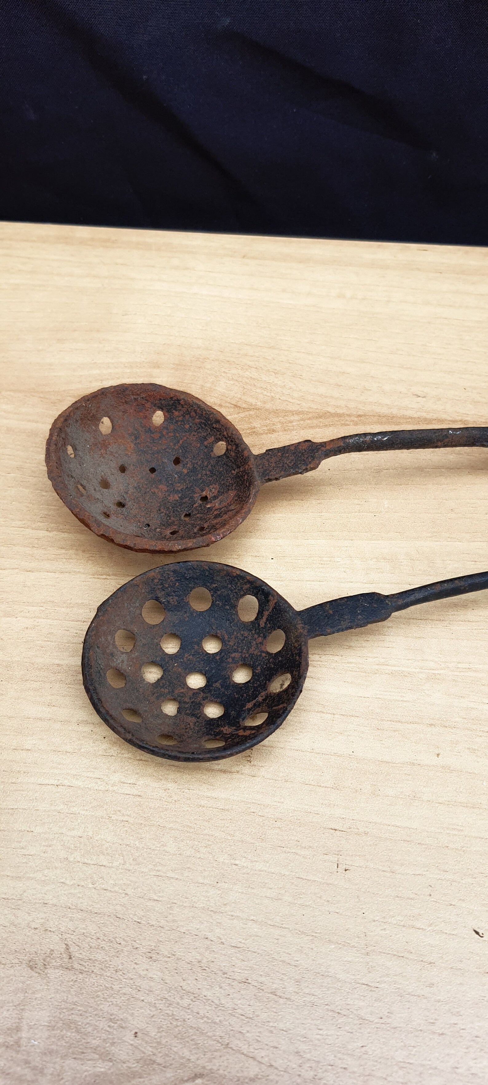 2 Antique Large Cast Iron Spoons, 10.5" Rustic Primitive Spoon, Ladle ...