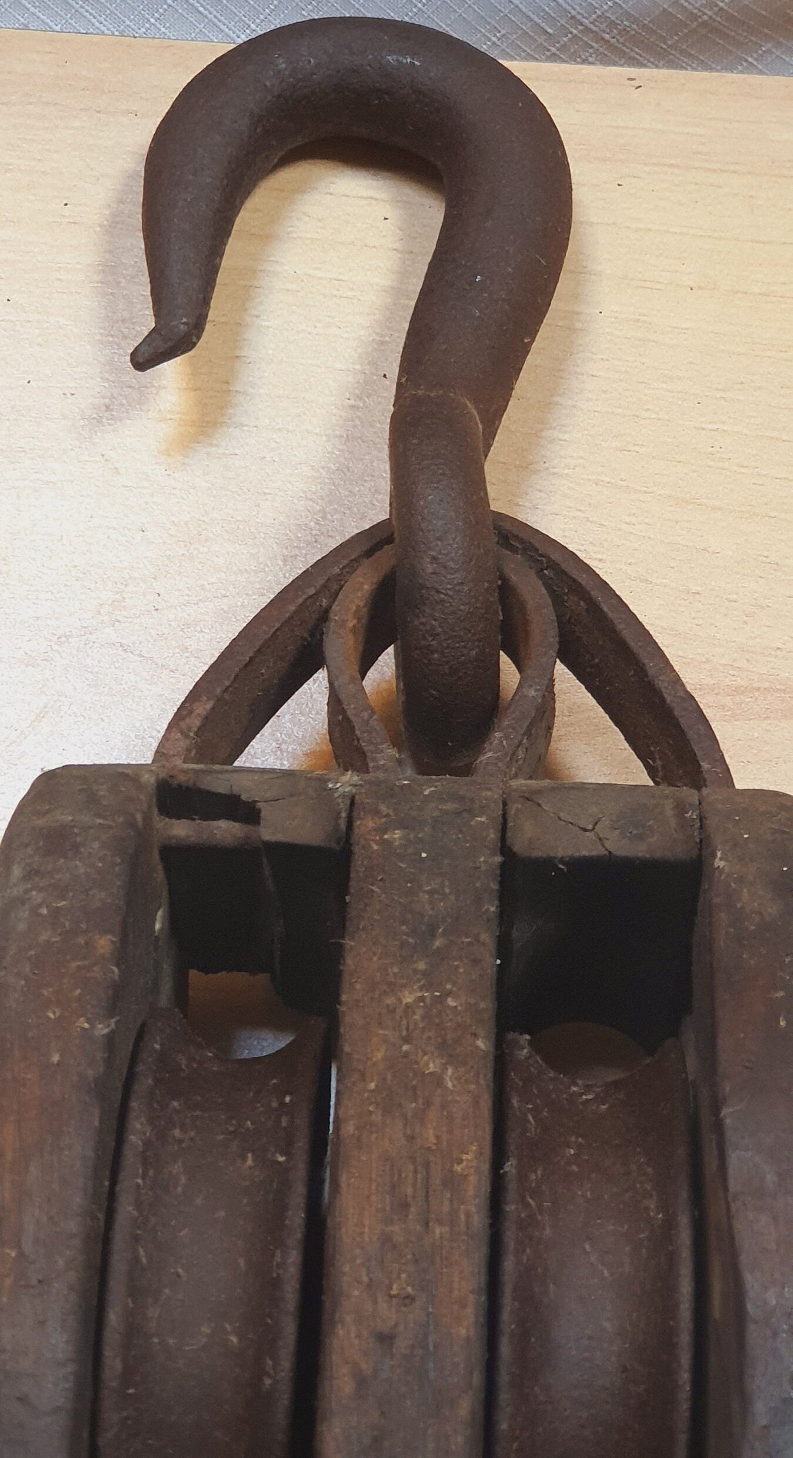 Cast Iron Hook Pulley Antique Boston & Lockport Block Co. Double Wood ...
